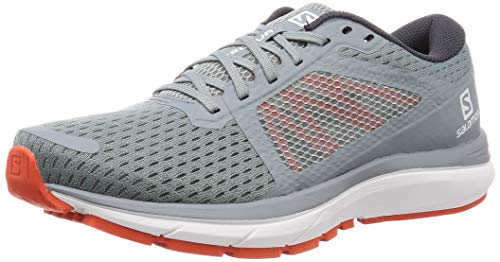 Salomon VECTUR Road Running Shoes for Men, Lead/White/Cherry Tomato, 7.5
