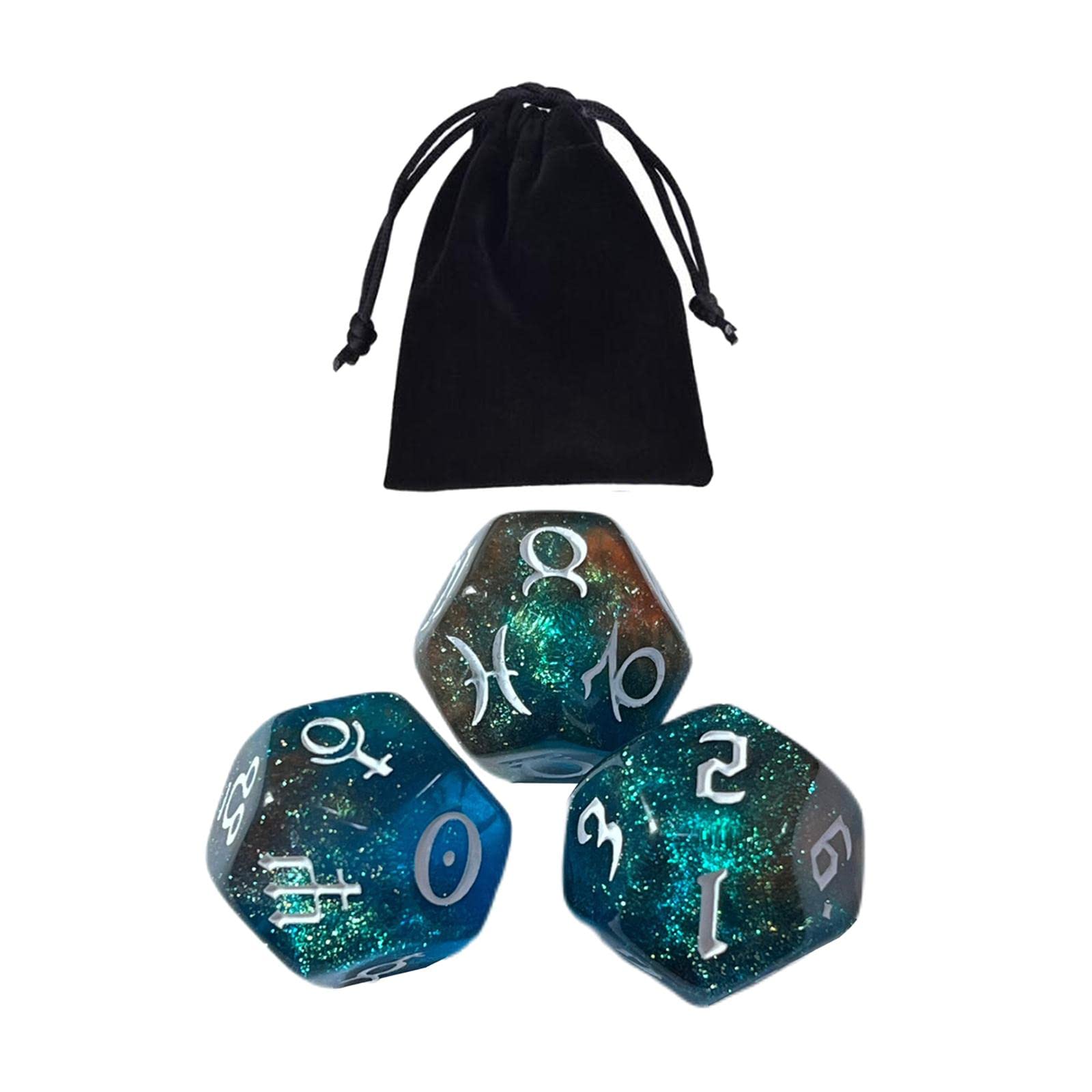 Vaveren 3 Pieces Astrology Dice Constellation dice Polyhedral Dices Set for Role Playing Game Cards Bar Family Gathering Accessores, Style D