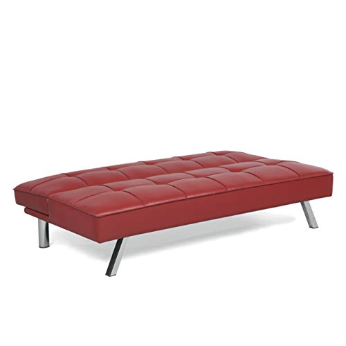 Serta Rane Vegan Leather Futon, Red