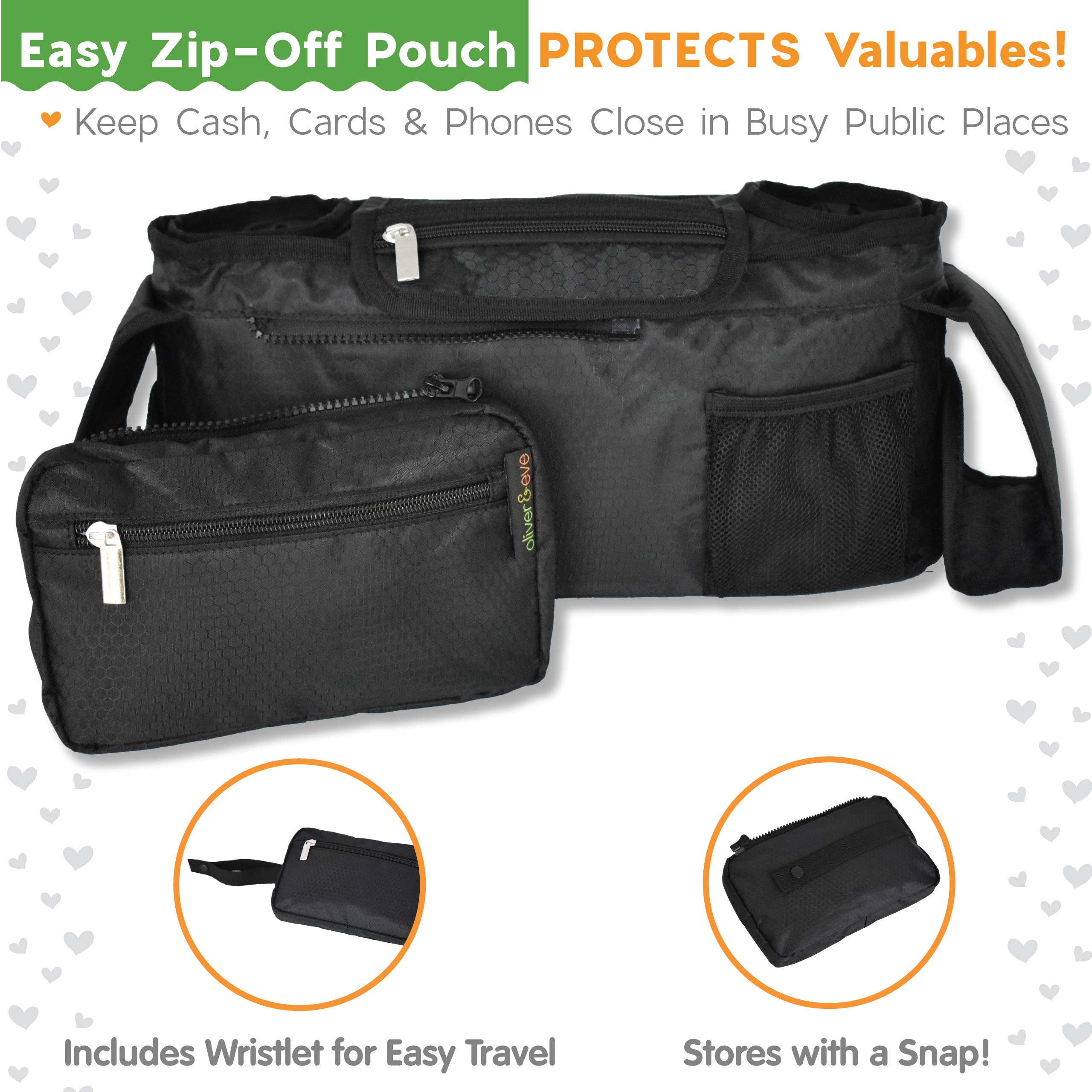 Oliver & Eve Washable Universal Stroller Organizer Bag Waterproof with Insulated Cup Holders - Extra Toy and Accessories Storage Makes Travel Easy - Smart Baby Stroller Caddy for Modern Parents