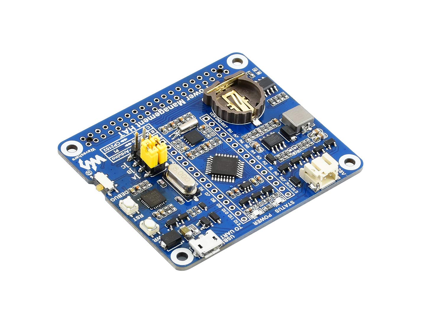 Power Management HAT for Raspberry Pi 4B/3B+/3B/2B/B+/A+Zero/Zero W,with ATmega328P MCU for Ard Programming PCF8523 RTC Chip,UART + GPIO Communication Interface and User-Defined Button