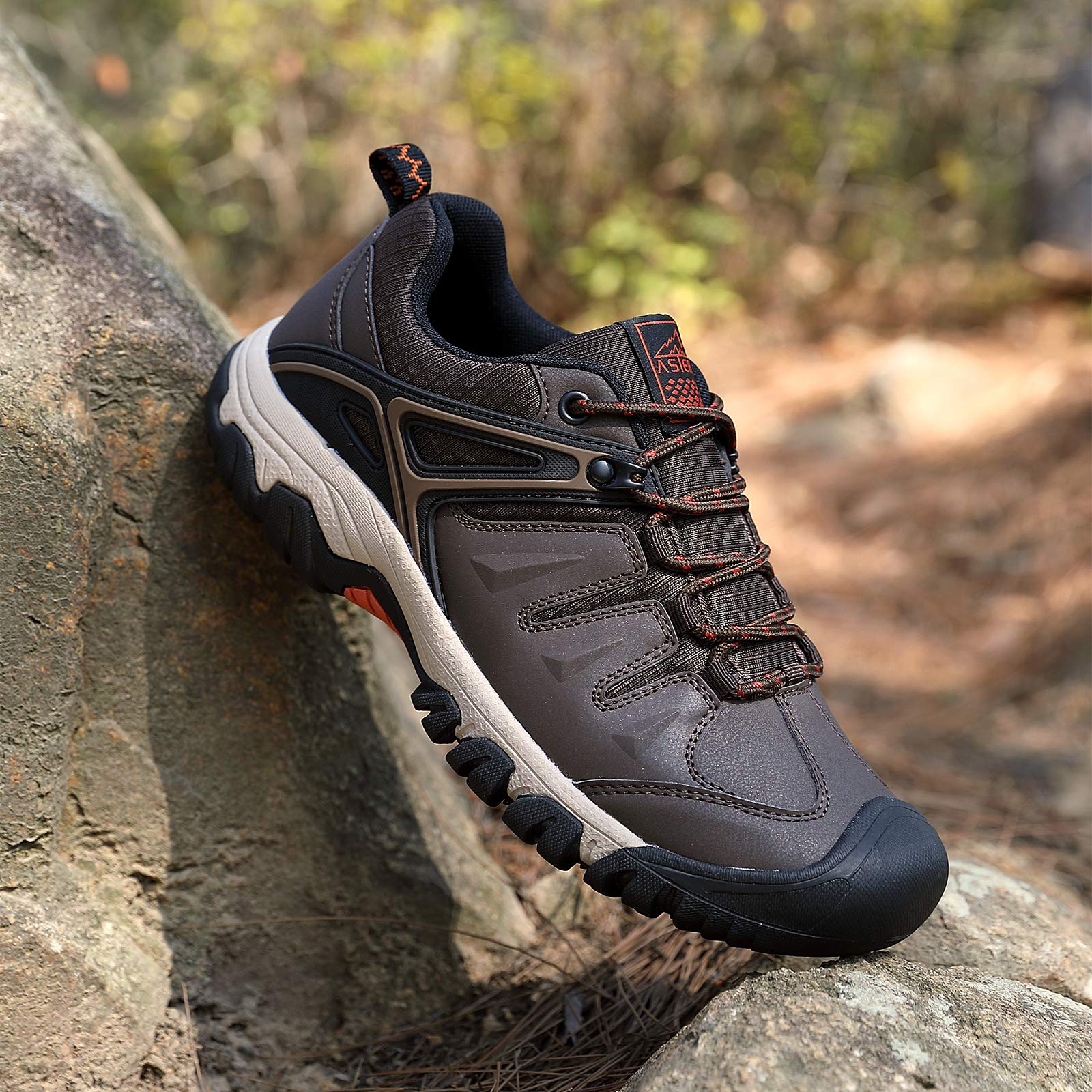 TARELO Men's Hiking Shoes Non-Slip Lightweight Outdoors Walking Shoes Dark Brown