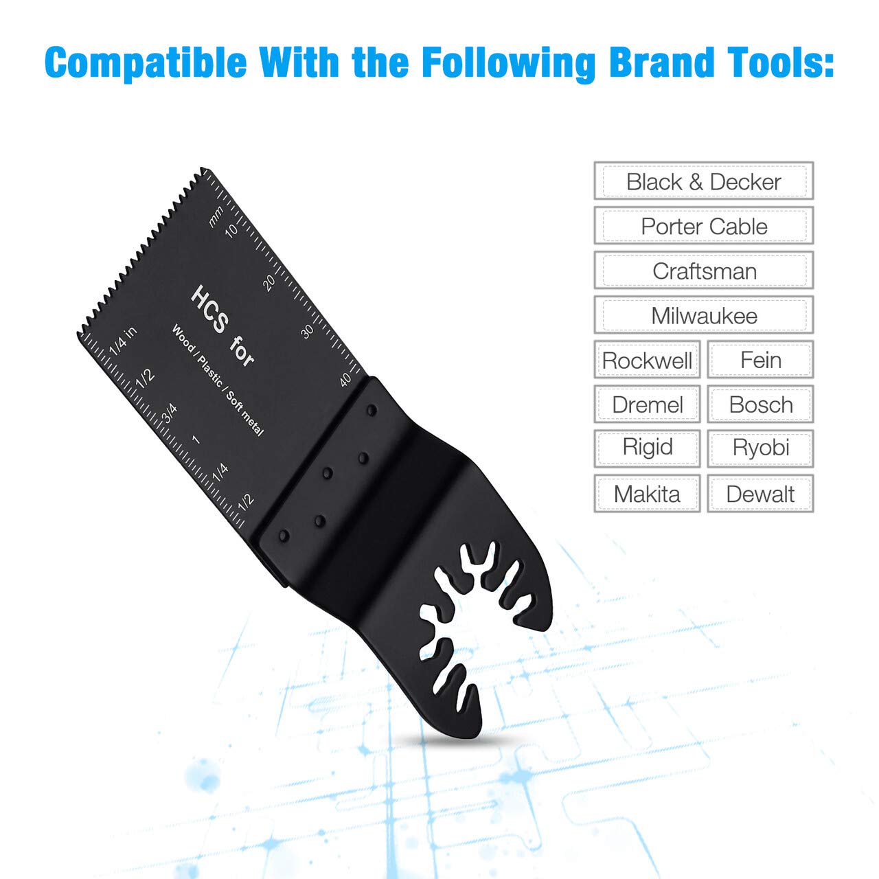 Powerextra 25 Wood Oscillating Multitool Quick Release Saw Blades Compatible with Fein Multimaster Porter Cable Black & Decker Bosch Craftsman Ridgid Ryobi Makita Milwaukee Dewalt Rockwell