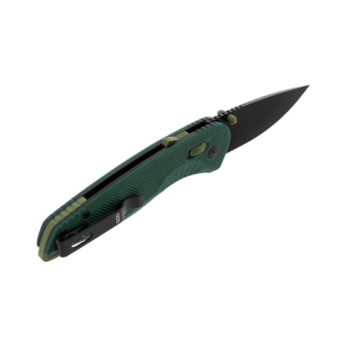 SOG Aegis AT Ambidextrous Outdoor Pocket Easy to Carry Folding Knives | CRYO D2 Stainless Steel Blade | AT-XR Lock, Forest/Moss