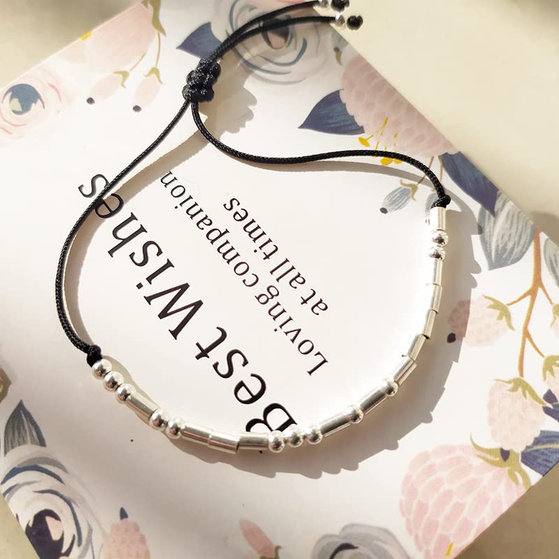 TESTRYE Morse Code Bracelets for Women,Fuck Off Morse Code Bracelets with Adjustable String,Inspirational Gifts for Women Men Friends (Fuck off)
