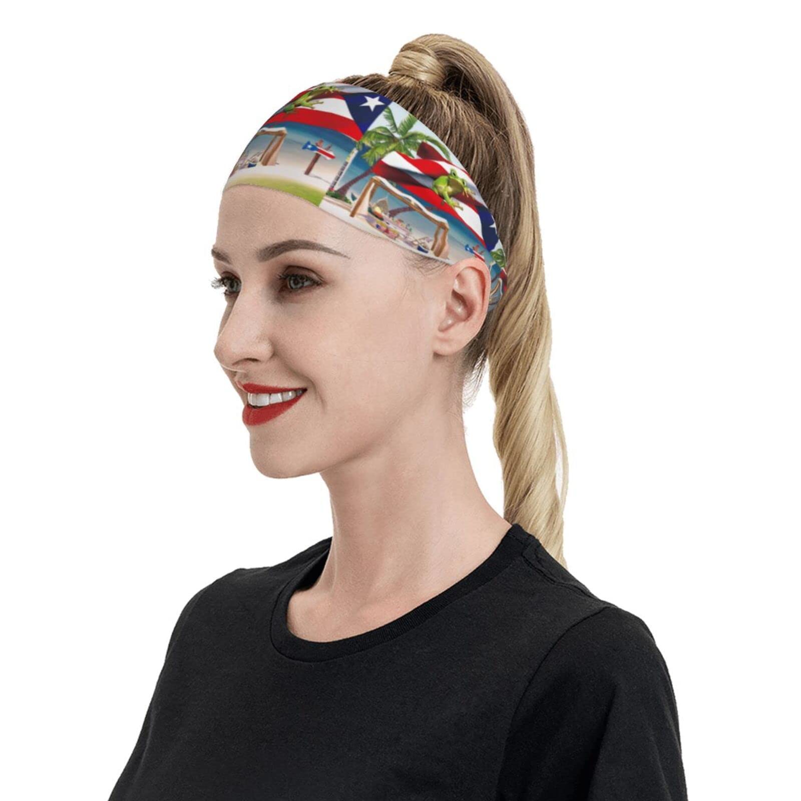 Workout Headbands for Men Women Puerto Rico Flag Vacation Breatheable Hair Bands Gym Sweat Bands