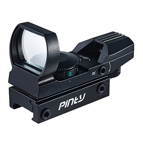 Pinty Red Green Dot Sight Reflex Tactical Riflescope 4 Reticle Patterns with 20mm Free Mount Rails