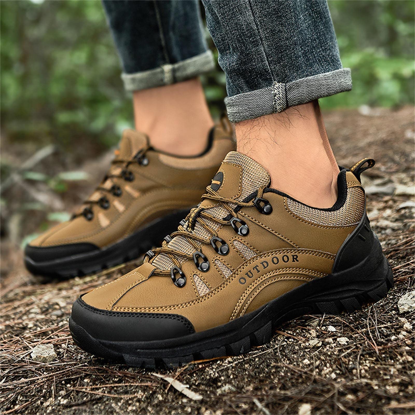 WASERCE Winter Snow Boots for Mens Ankle Waterproof Hiking Boots Warm Outdoor Non-Slip Comfort Camping (8.5,Brown