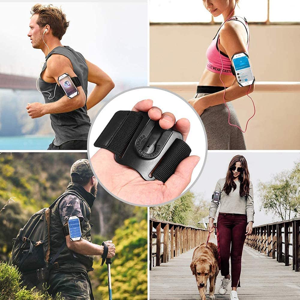 Phone Running Armband Phone Holder, 2 in 1 Arm Band Wrist Band for All iPhone All Samsung Phone All Huawei All Google Xiaomi LG (Black, fits for 4.0'' - 7.0'' Smartphone, with Free Extender Strap)