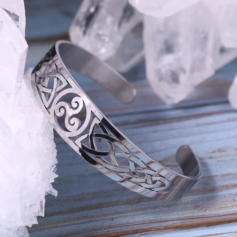TURTLEDOVE Stainless Steel Celtic Bracelet - Viking Bangle with Triskelion