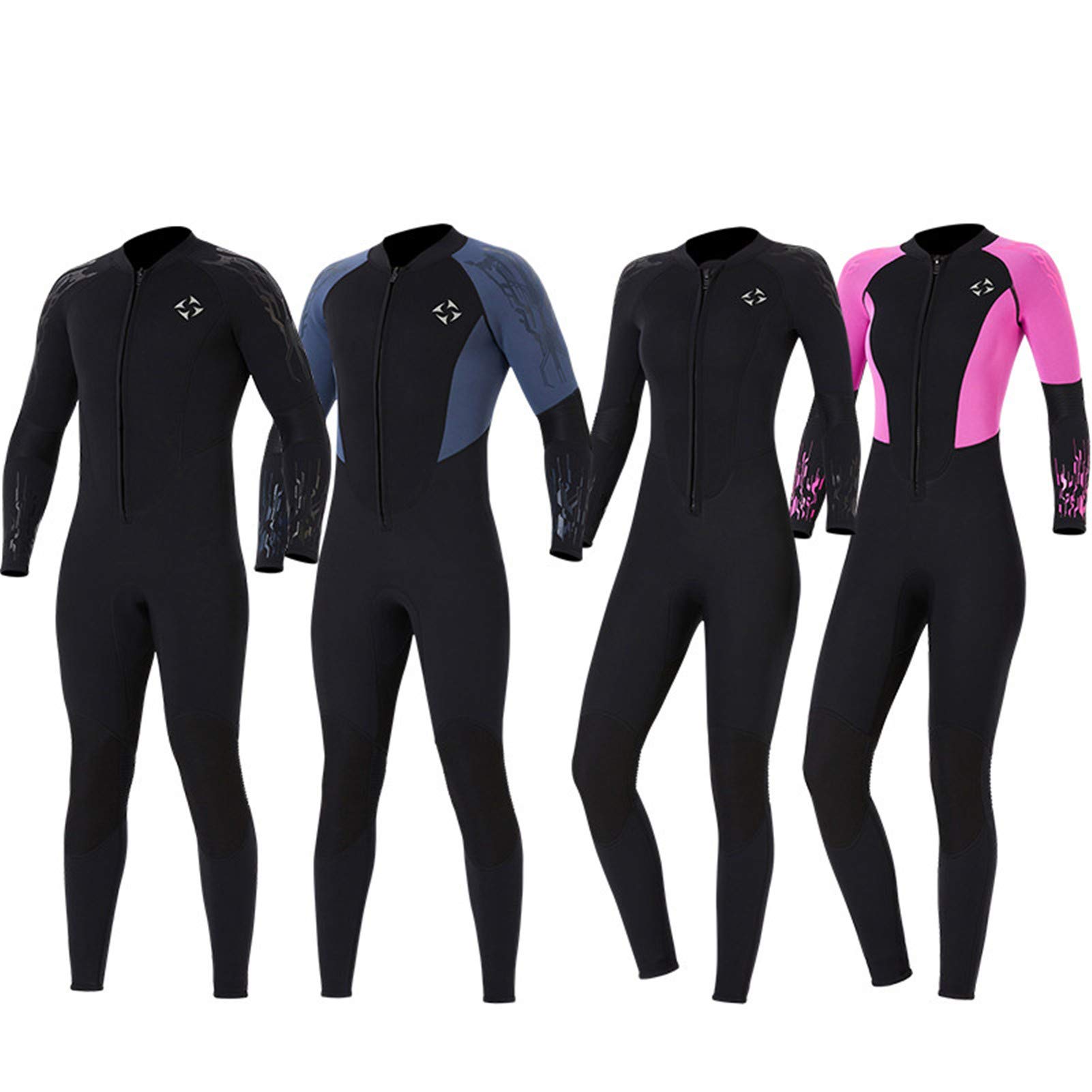 TENMET Stretchy Full Wetsuit, 3mm Neoprene Front Zip Diving Suits, Scuba Surfing Wet Suit Women's Rose Red L