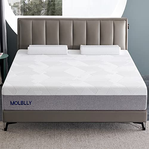 Molblly King Mattress, 12 inch Gel Memory Foam King Size Mattress in a Box, Medium Firm Bed Mattress King, Cool Sleep & Comfy Support, 10 Year Support