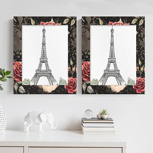 POFATO Skull Red Rose11x14 Picture Frame Wood Photo Frame for Tabletop Display Wall Mount Picture Frame Display 11 x 14 Inch Photo Wall Decor Home Gift Frames