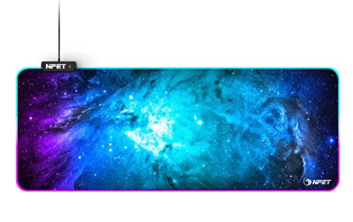 NPET MP02-SP Gaming Mouse Pad, Cloth Mouse Pad, Anti-Slip Base, RGB Backlit, Stitched Edges, Water-Resistant, Optimized for Gaming Sensors, XL