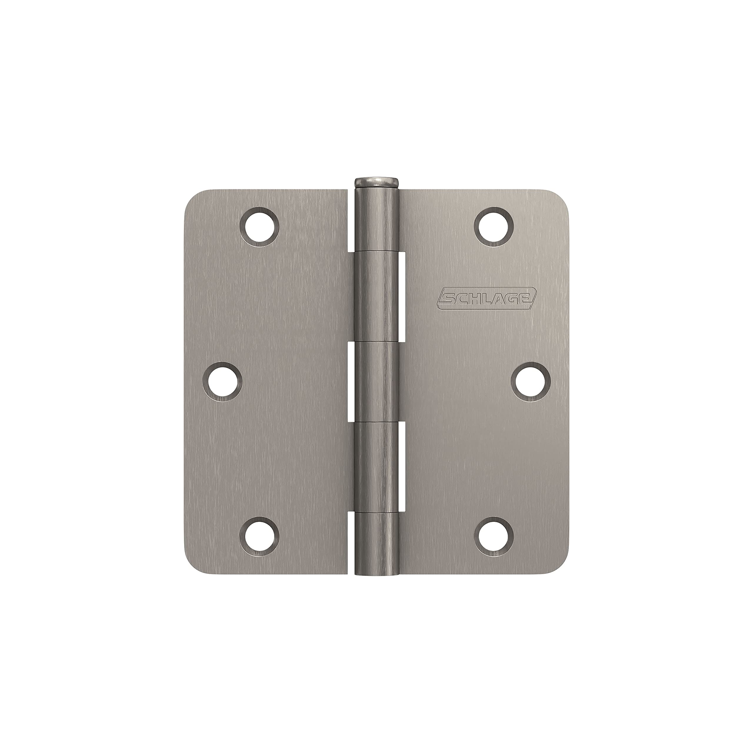 Schlage 3.5" Door Hinge with 5/8" Radius Round Corner in Satin Nickel (3-Pack)