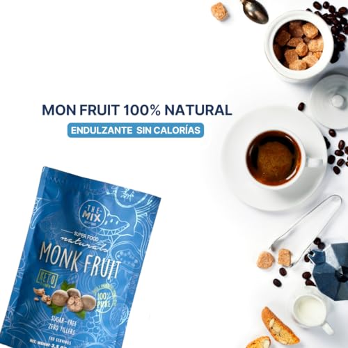 THE MIX SUPERFOODS - MONK FRUIT 100% PURE - Monk Fruit Without erythritol - Suitable for diabetics - 10 times sweeter than sugar - 3.5 oz (100 g)