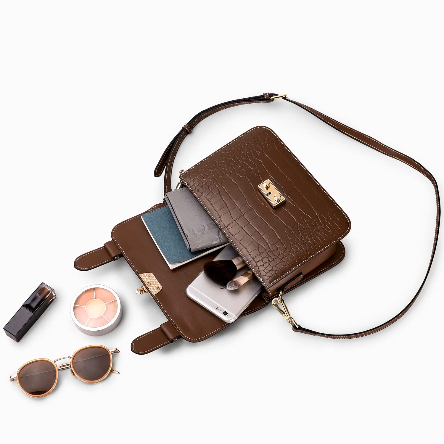 Women Genuine Leather Top Handle Handbag Purse Ladies Shoulder Bag