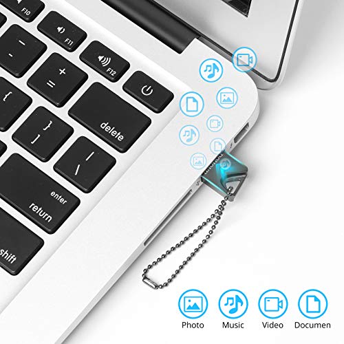 POHOVE USB Flash Drive 64GB Mini Memory Stick 64 GB Portable Pen Drive 64GB Waterproof USB Stick with Key Ring for PC Laptop Computers Tablet etc -Black
