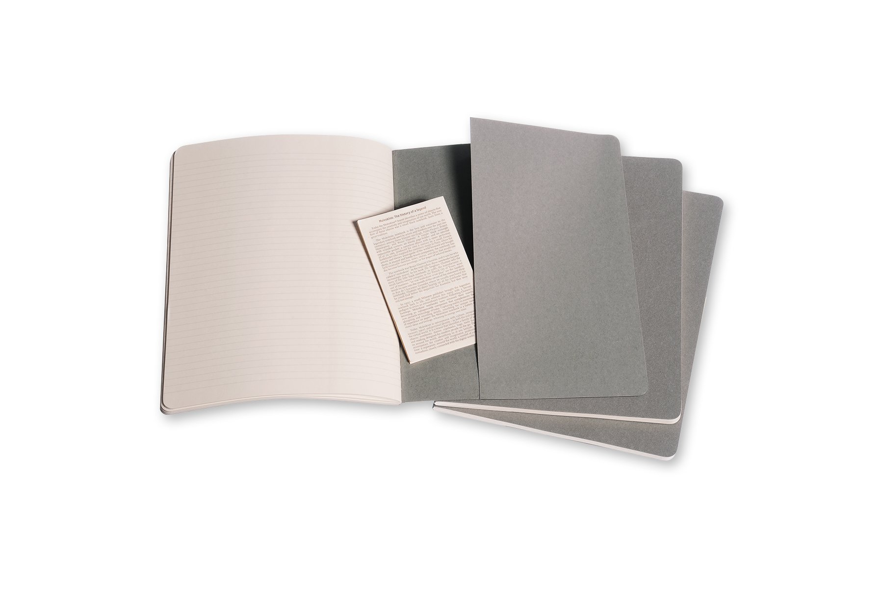 Moleskine Cahier Journal, Soft Cover, XL (7.5" x 9.5") Ruled/Lined, Pebble Grey, 120 Pages (Set of 3)