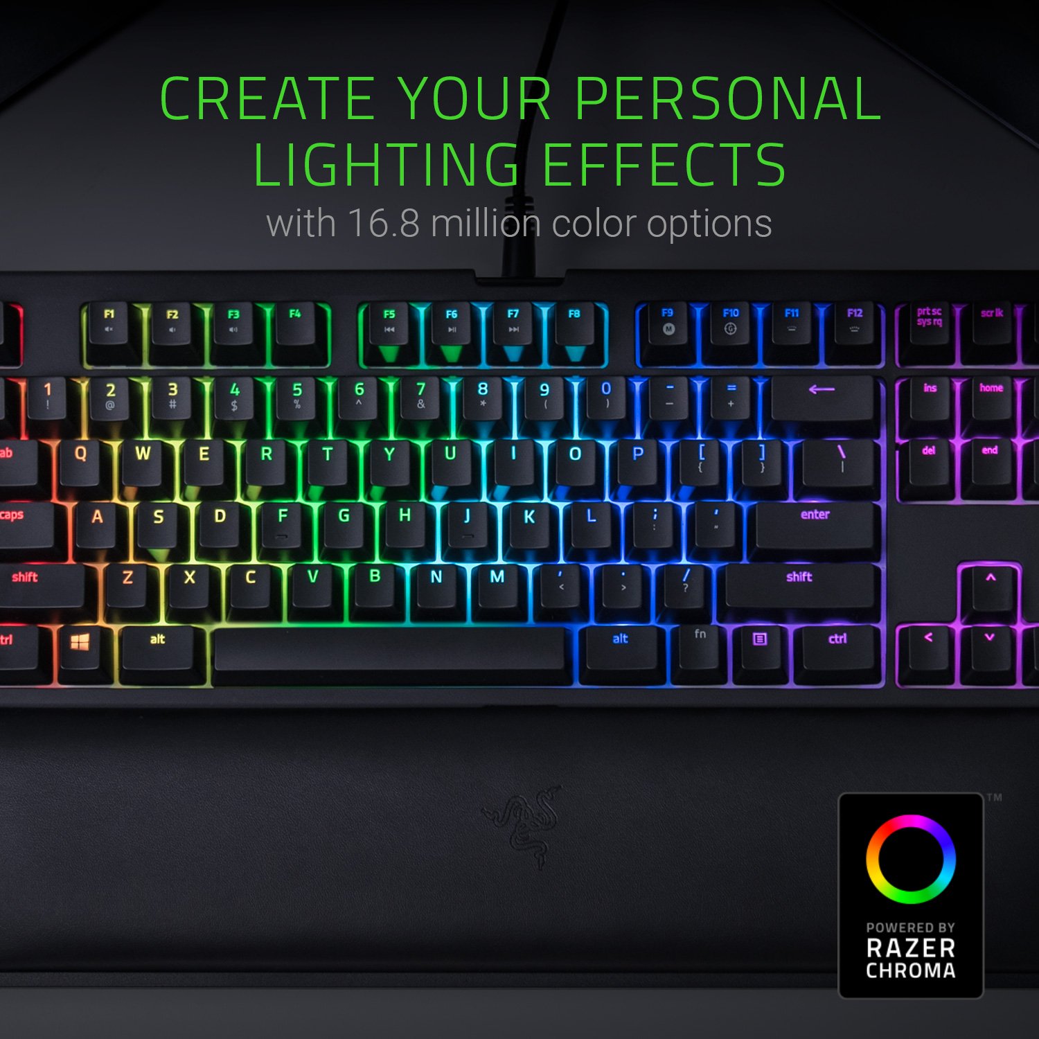 Razer BlackWidow TE Chroma v2 Mechanical Gaming Keyboard: Yellow Key Switches - Linear & Silent - Chroma RGB Lighting - Magnetic Wrist Rest - Programmable Macro Functionality - Matte Black (Renewed)