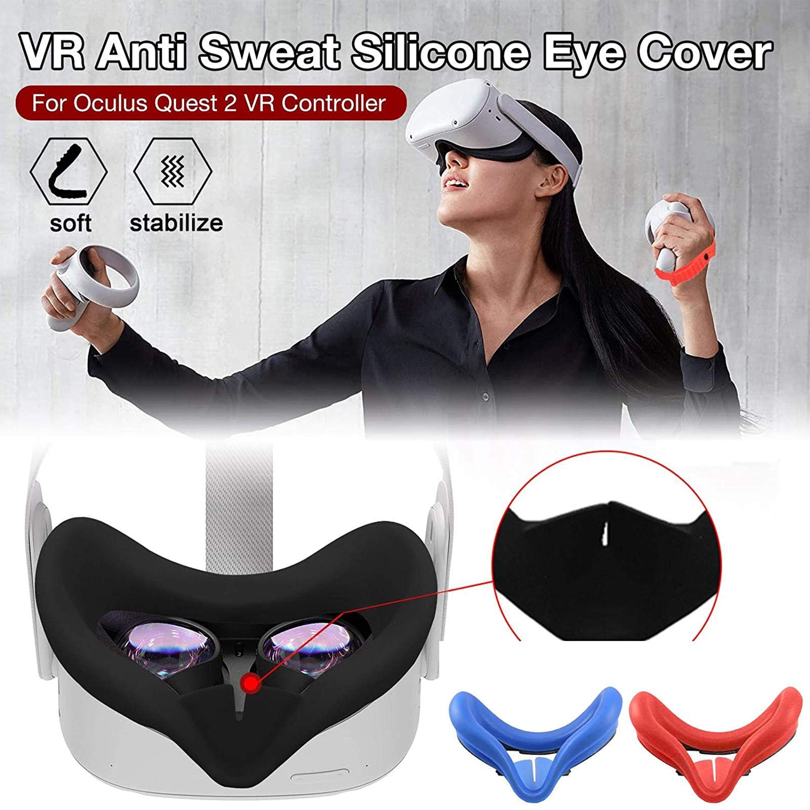 TATACO VR Silicone Cover Eye Pad (Blue) and Removable Head Strap