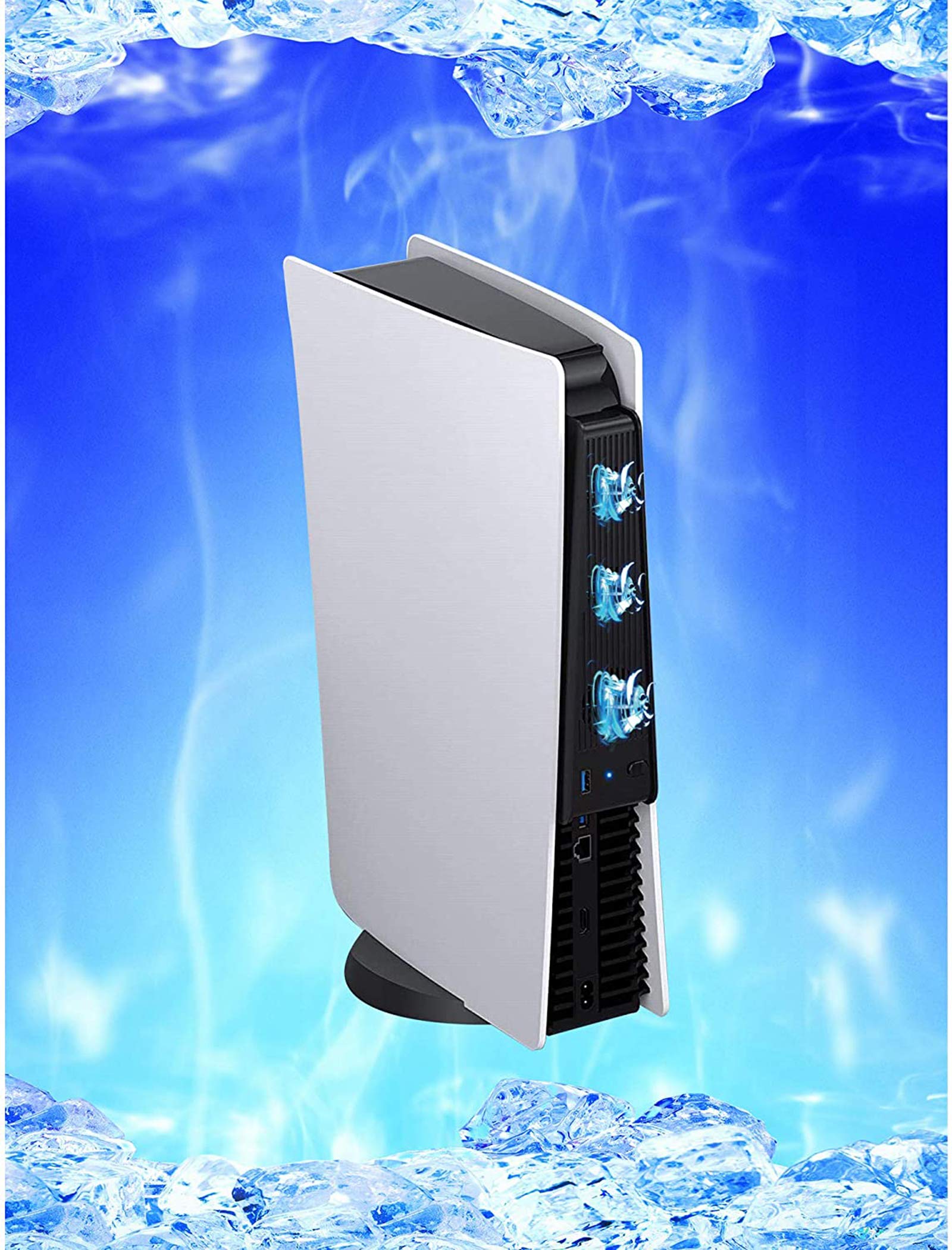 T&A Cooling Fan for PS5, with 3 Cooling Fan and USB External for PS5 Digital Edition/Ultra HD Game Consoles Mini Cooling System BLACK