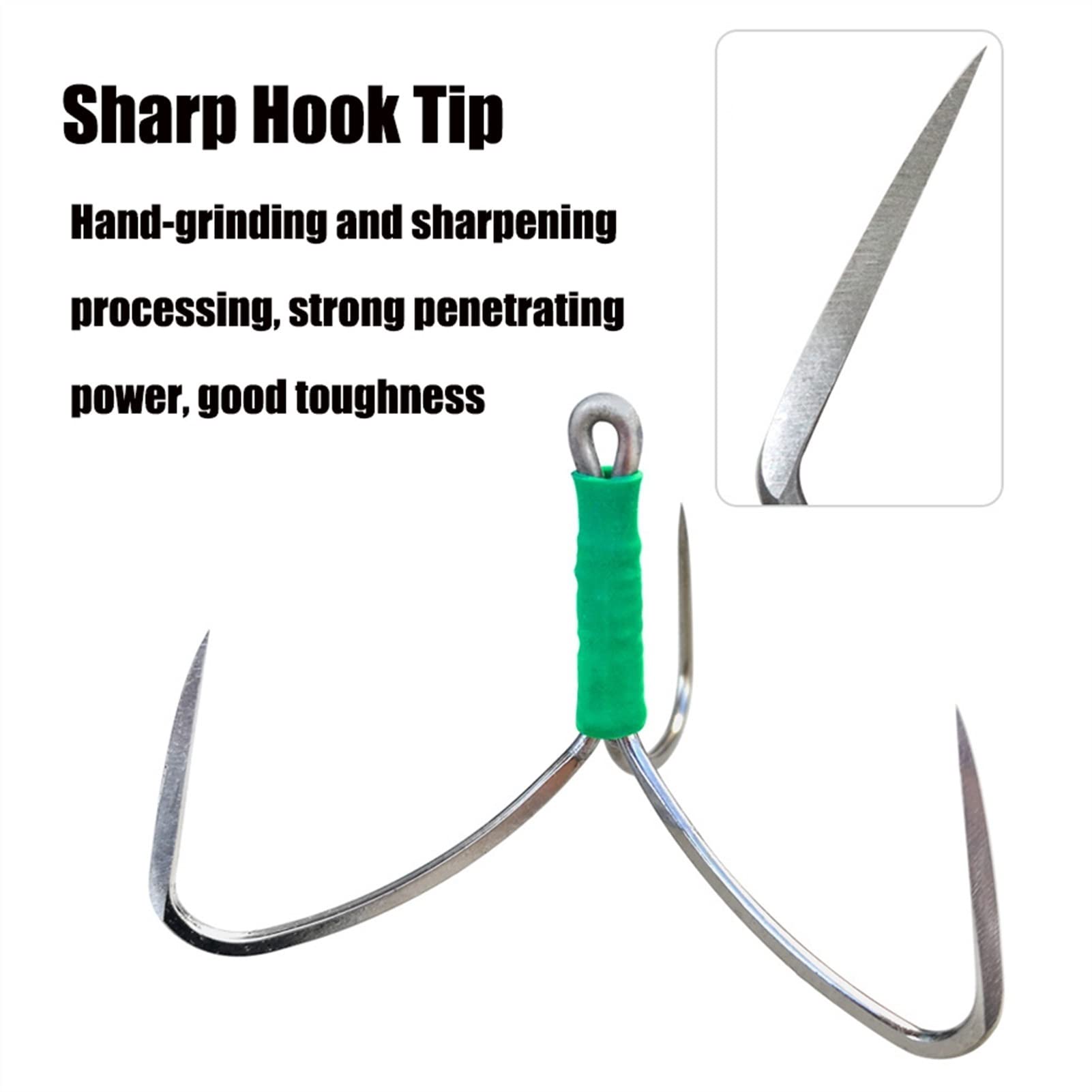 UNNS Fishing Accessories 10pcs/Lot Sharp Treble Hook Strong Pull 7g 9g High Carbon Steel Round Triple Fishing Hooks Fishing Tools (Color : 10pcs, Size : Large)