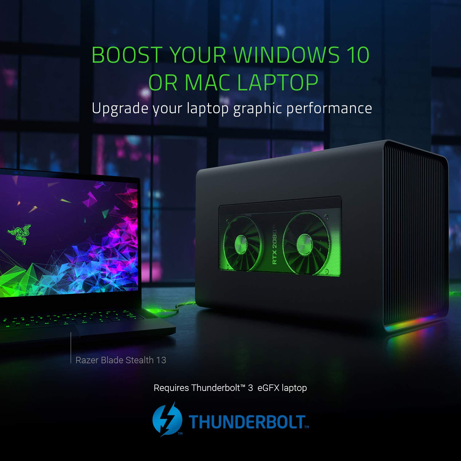 Razer Core X Chroma Aluminum External GPU Enclosure (eGPU): Compatible with Windows & MacOS Thunderbolt 3 Laptops, NVIDIA/AMD PCIe Support, 700W PSU, 4X USB 3.1, 1x Gbit Ethernet, Chroma RGB, Black