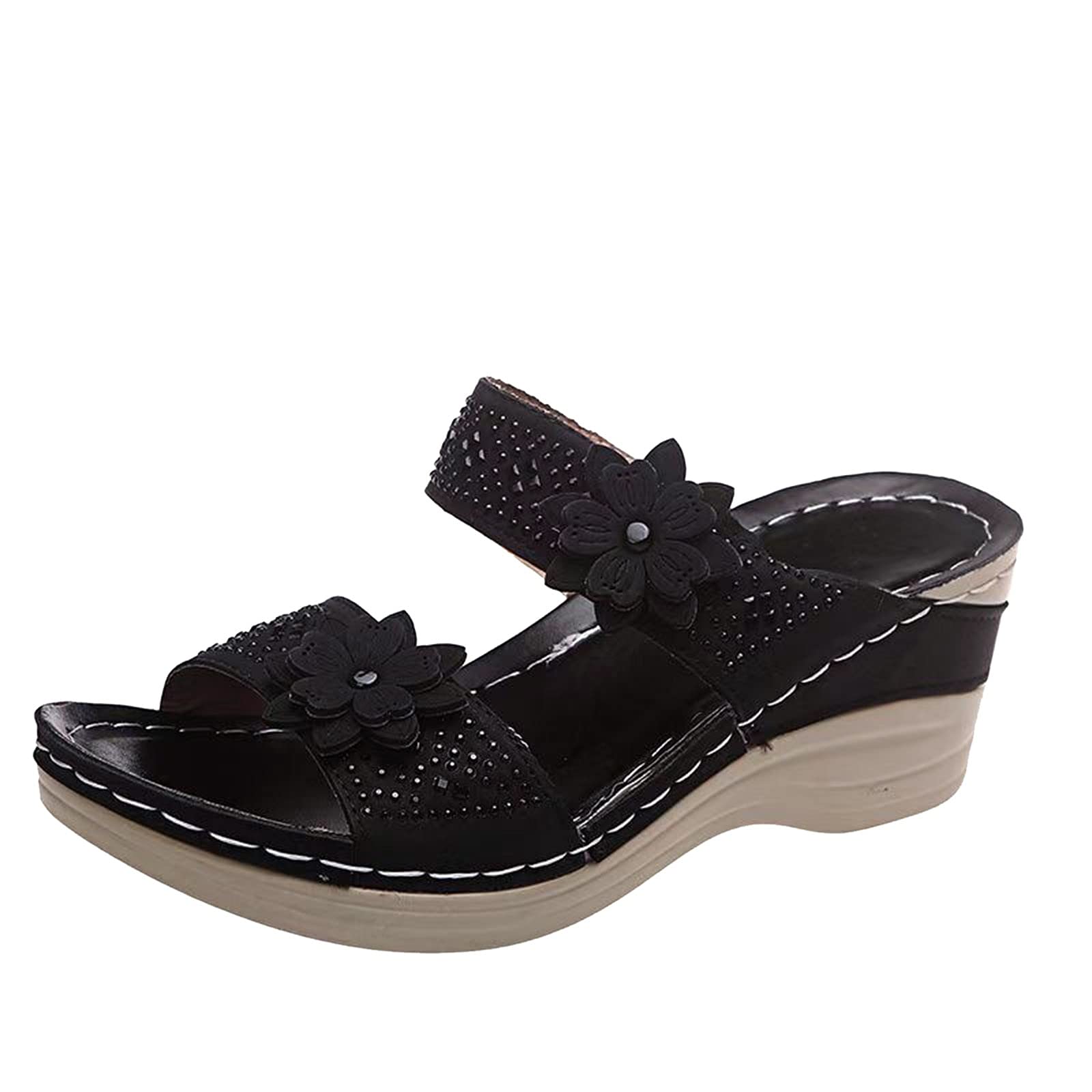 ZHOUXINGB Sandalias Para Mujer Elegantes, Womens Summer Shoes Comfortable Sandals Latin Water Sandals Heels Shoes Vintage Heels Workout Low Heel Sandals for Women