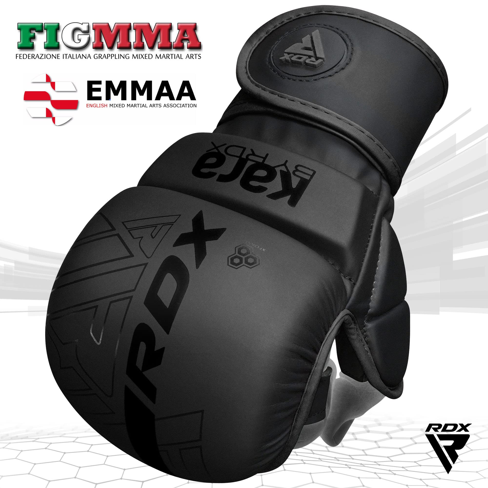 RDX MMA Gloves Sparring Grappling, Hybrid Open Palm Martial Arts Mitts Men Women, Maya Hide Leather Wrist Support, Cage Fighting Combat Sports Boxing Glove Training, Muay Thai, Punching Bag Kickboxing