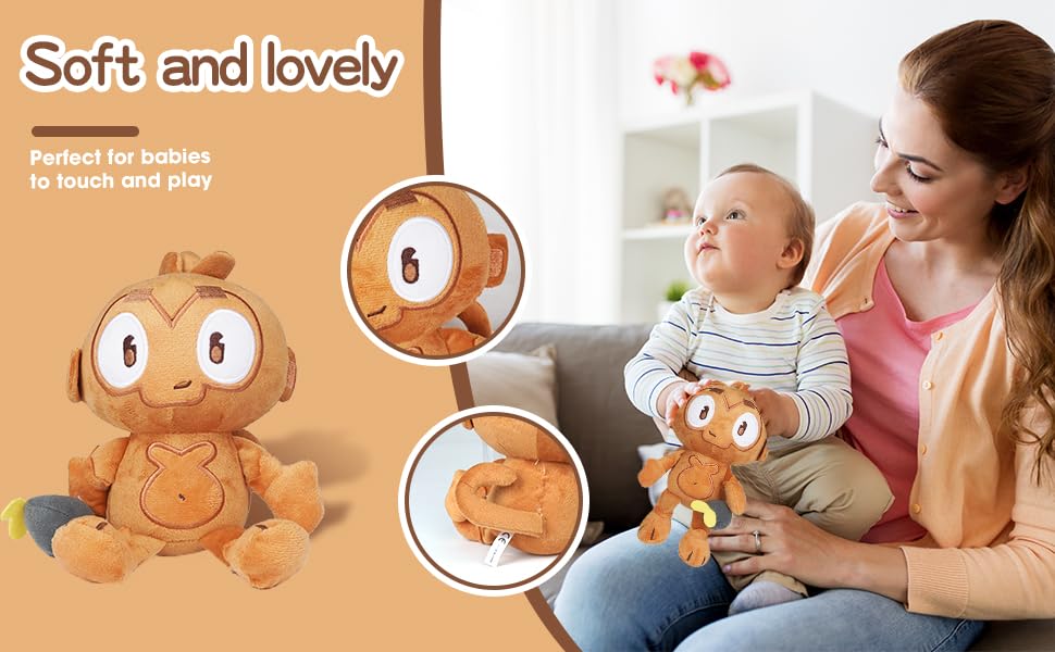 Wavelet Tail 11inch Monkey Plush Toy Stuffed Animal Makes a Great Gift for Kids and Game Fans