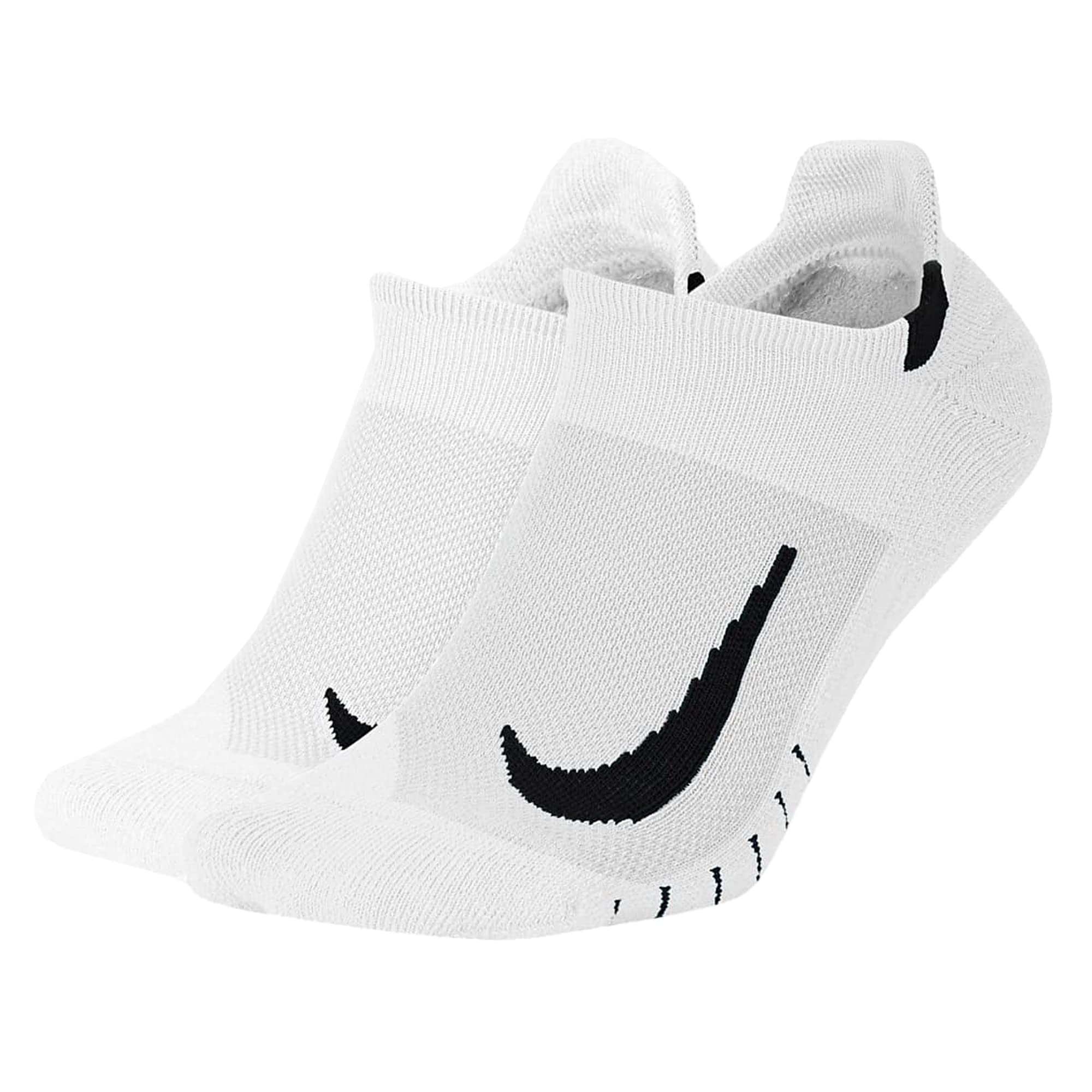 Nike Men`s Multiplier No-Show Socks 2 Pair (White(SX7554-100)/Black, LG (Men's Shoe 8-12, Women's Shoe 10-13))