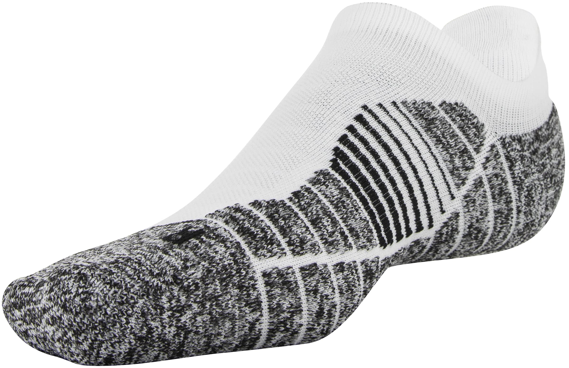 Under Armour Adult Elevated+ Performance No Show Tab Socks, 3-Pairs, White/Halo Gray Assorted, Large