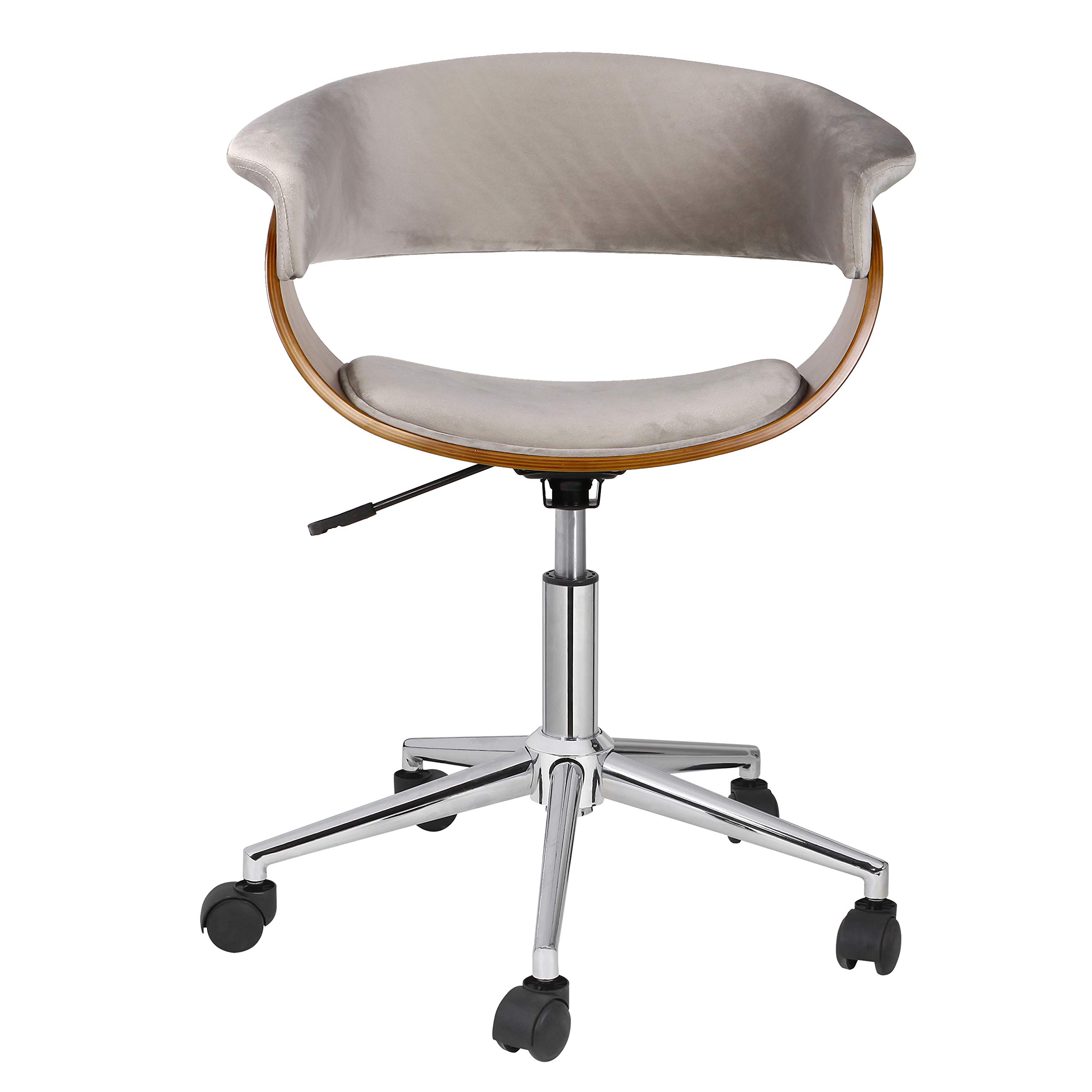 Porthos Home Isla Adjustable Office Chair With 360° Swivel, Suede Upholstery And 5-star Chrome Base With Roller Caster Wheels, Suitable for Studios And Small Offices