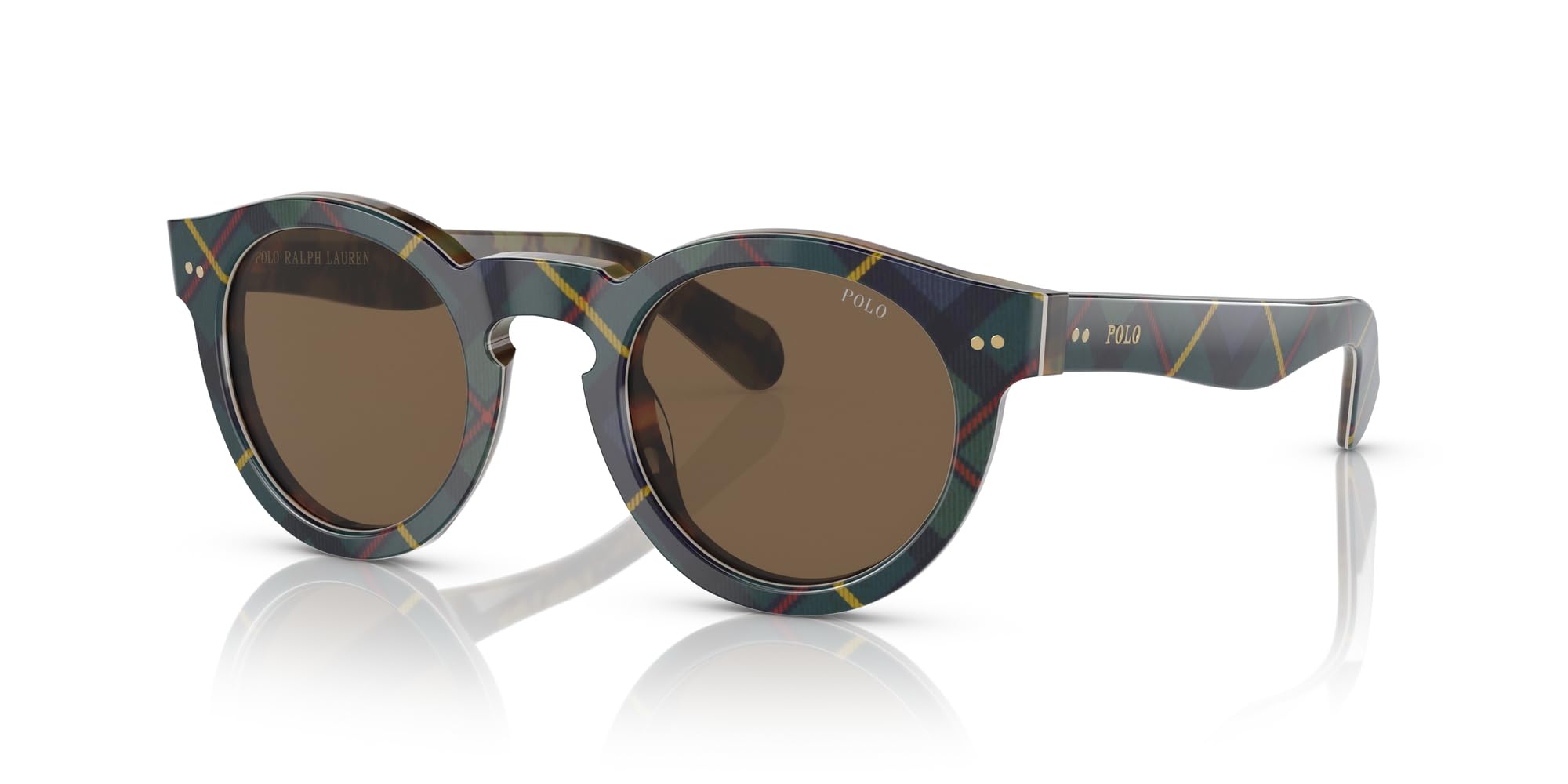 Polo Ralph Lauren Men's PH4165 Round Sunglasses, Shiny Green Havana/Green, 46 mm