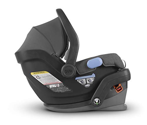 UPPAbaby Minu Stroller - Devin (Light Grey Melange/Silver/Chestnut Leather) + Minu Infant Car Seat Adapter for MESA + Mesa Infant Car Seat - Jordan (Charcoal Melange)