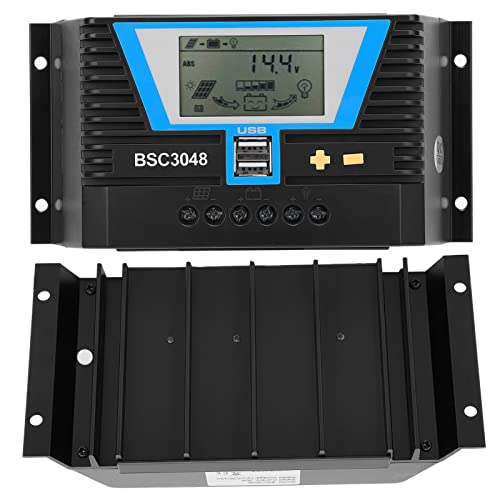 Walfront 40A Solar Charge Controller for Variety Batteries BSC3048 12V/24V/36V/48V Solar Panel Charge Controller Intelligent Regulator with 5V USB Port