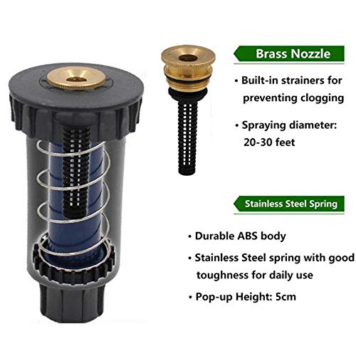 QIHONG 90/180/360 Degrees Adjustable Pop-up Lawn Sprinklers Retractable Irrigation Mist Spray Nozzle/Dripper for Lawn/Garden/Yard/Planter Beds