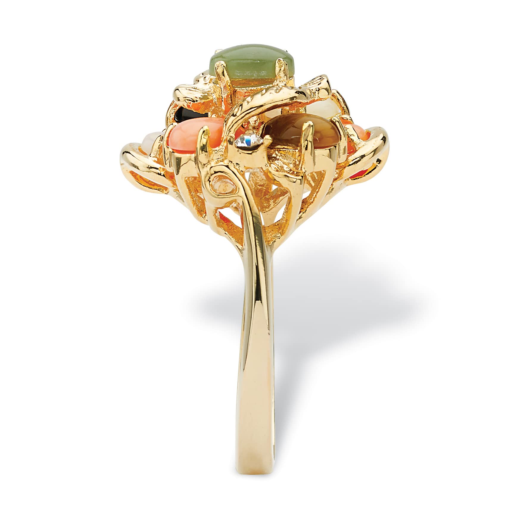 PalmBeach Yellow Gold-plated Genuine Gemstone and Crytal Cluster Ring Sizes 5-10 Size 8
