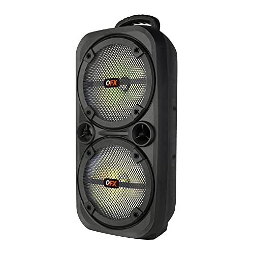 QFX PBX-8008SM TWS Bluetooth 8β Woofers Rechargeable Portable Speakers with AC Adapter and Microphone,Black