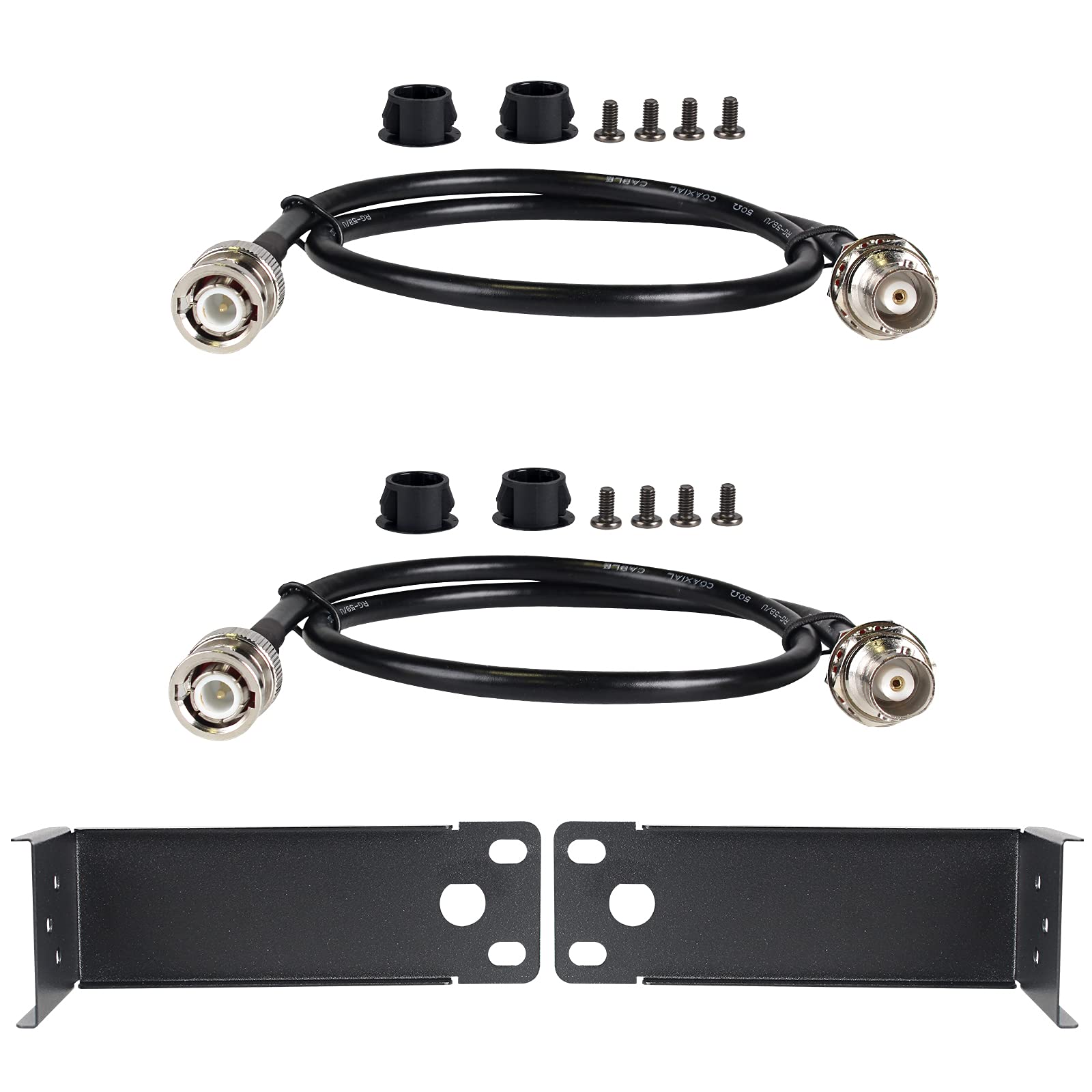 Phenyx Pro PTU-71 BNC Antenna Kit, Two Connecting Cables 50cm/1.6FT for Front-Mounting Antennas, Metal Rack Plates Included