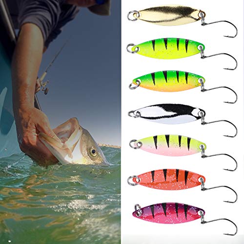 Yeuipea Sequin Lure Bait,7Pcs Multicolor Sequin Single Hook Metal Artificial Spoons Lure Bait Fishing Tackle