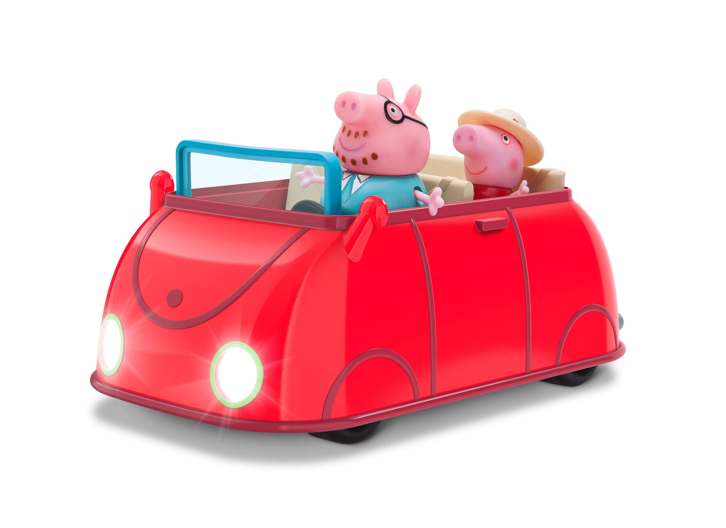 Peppa Pig Lights & Sounds Family Fun Car Vehicle Playset, 3 Pieces - Includes Interactive Red Car with Peppa and Daddy Pig Figures - Toy Gift for Kids - Ages 2+