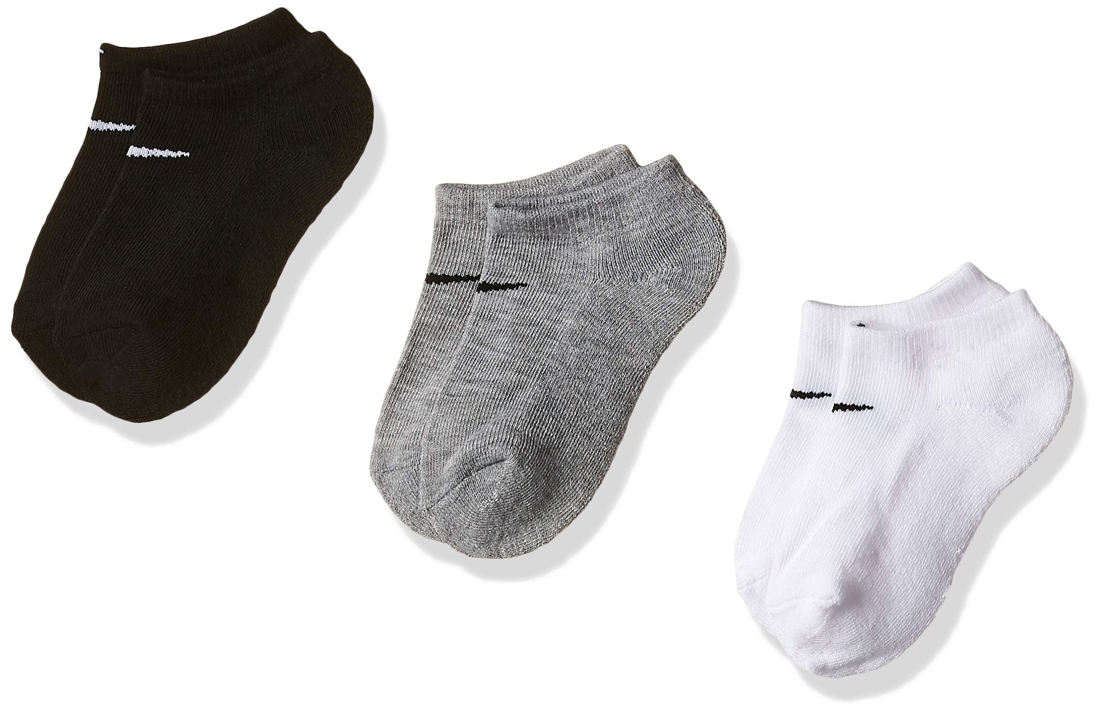 Nike Socks Toddler/Little Kid's 3-Pairs Grey Asst. No Show Sz: 5-7 Fits 10C-3Y