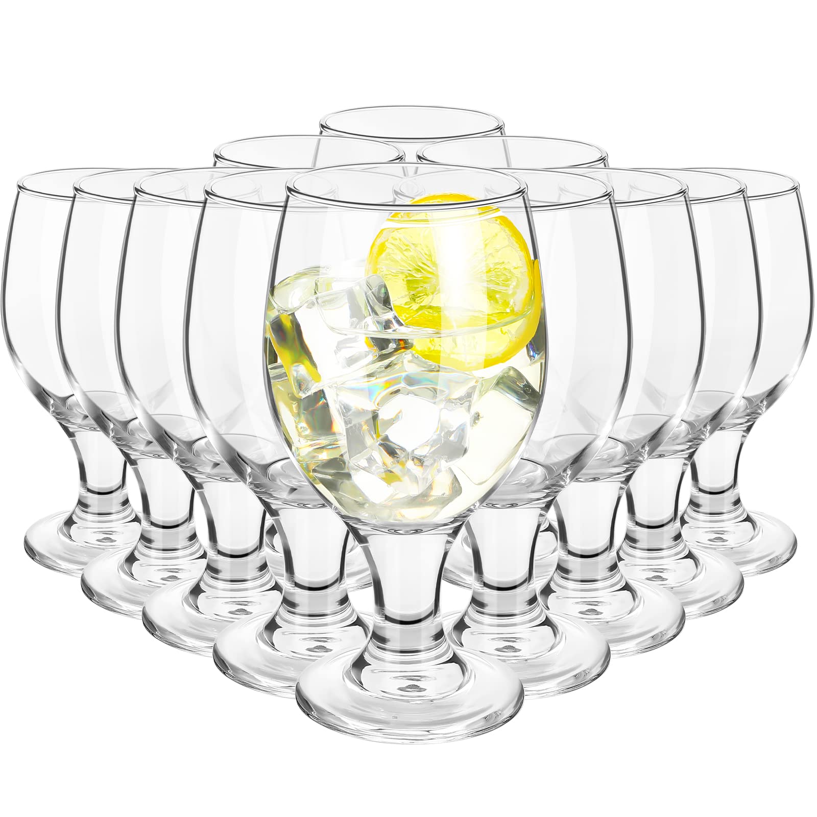 Patelai Clear Glasses 13.5 oz Water Goblet Glass Stemmed Water Glasses for Juice Wine Beer Tea Milk Cold Beverages Drinks (12 Pcs)
