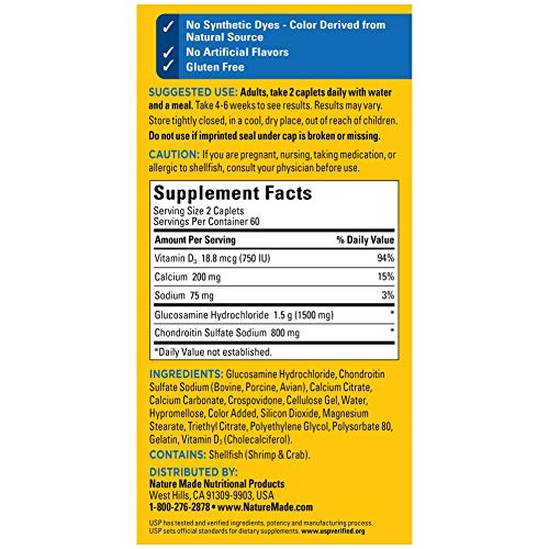 Nature Made Triple Flex 50 Plus Triple Strength with Glucosamine and Chondroitin, Dietary Supplement for Joint Support, 120 Caplets, 60 Day Supply