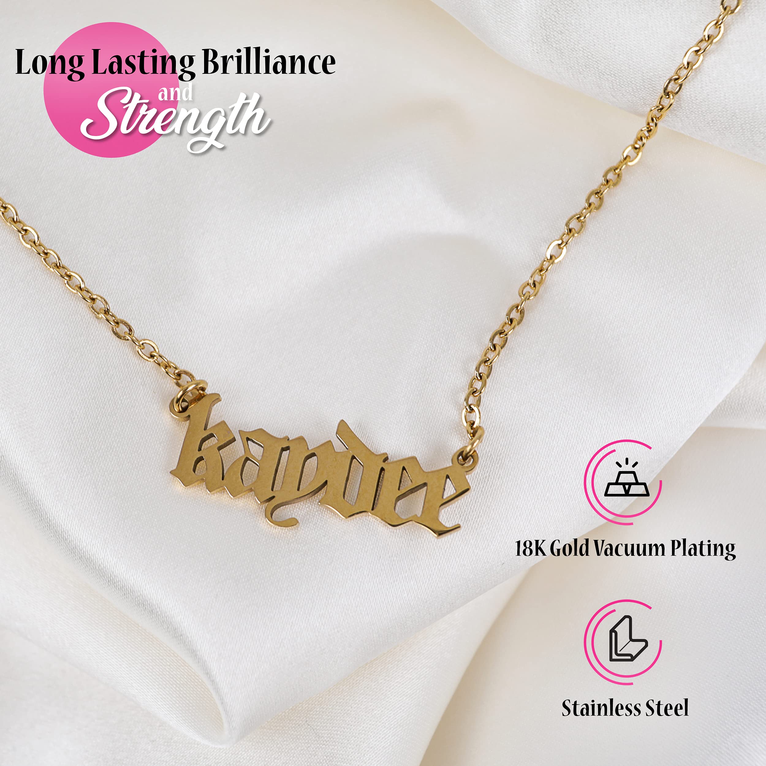 Sorority Shop Phi Mu Necklace β PM Old English Font Design, 18K Gold Plated, Phi Mu Gifts for Women
