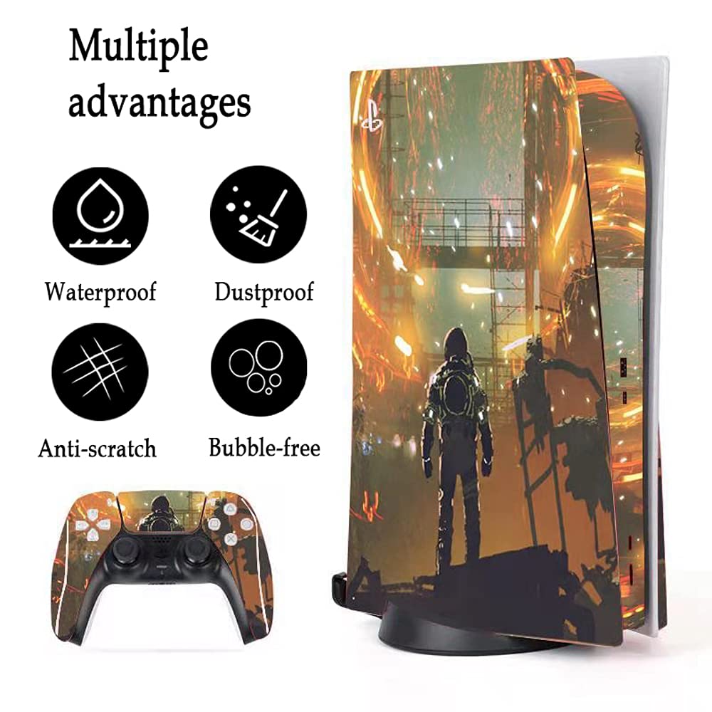 PS5 Skin for Console and Controller, Vinyl Sticker Decal Cover for Playstation 5, Whole Body Skin Protector Durable, Scratch Resistant, Compatible with Playstation 5 Disk Edition (Lost Astronauts)