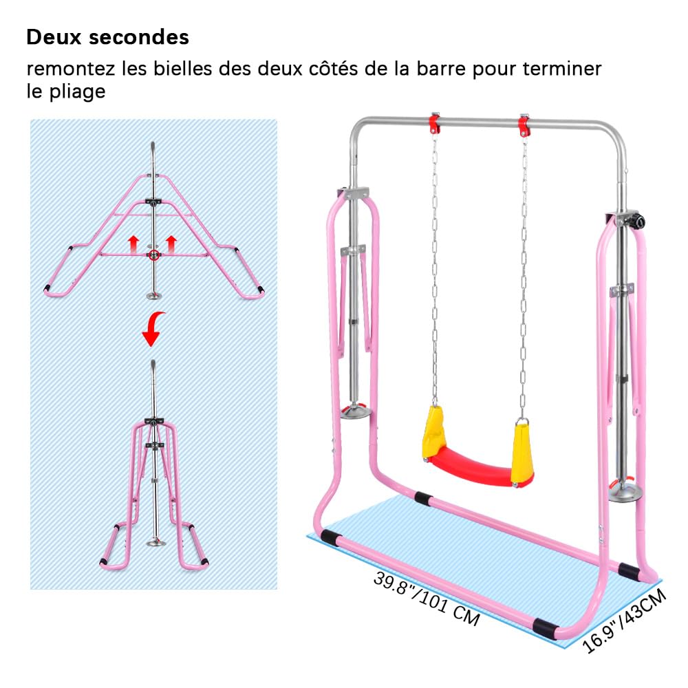 ONETWOFIT Gymnastics Bars Kids Kip Training Bars for Home,Folding Horizontal Bars with Adjustable Height,Practice Bar Gymnastic,Junior Training Bar for Child OT128