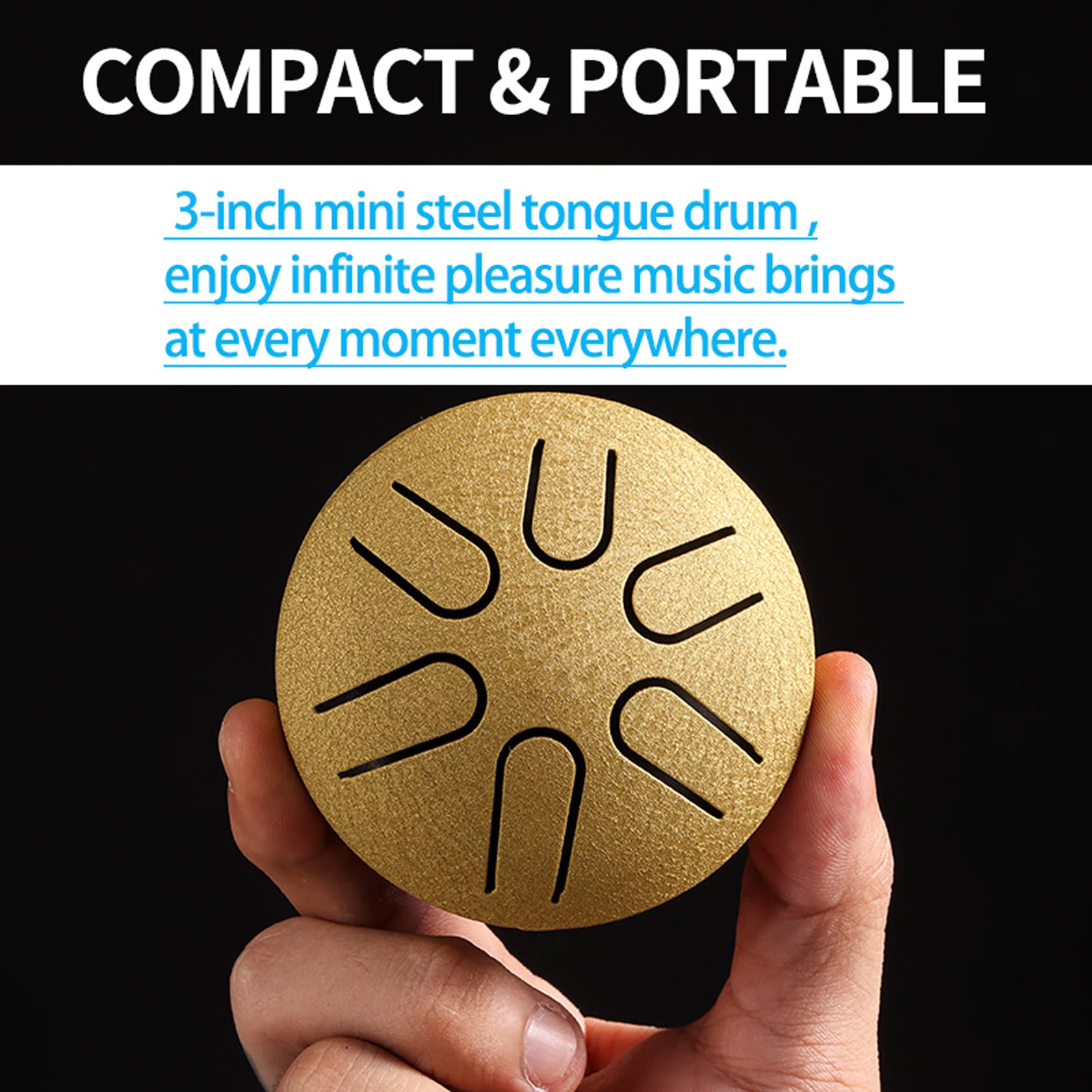 Steel Drum 3 Inch 6 Note Steel Tongue Drum Handpan Drum MiNi Instrument